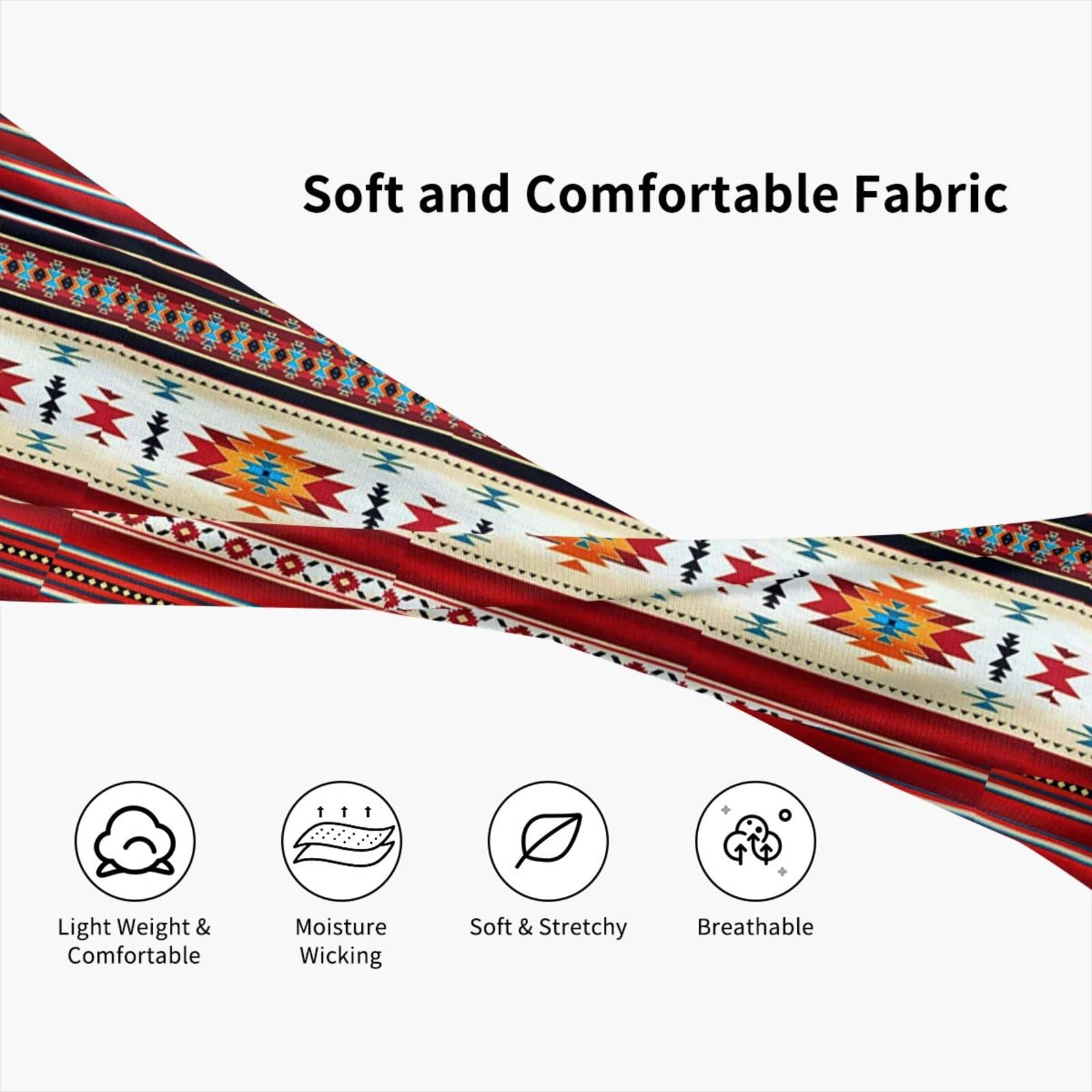 Workout Headband Native Tribal Indian Western Southwestern Head Wrap Cooling Sweatbands