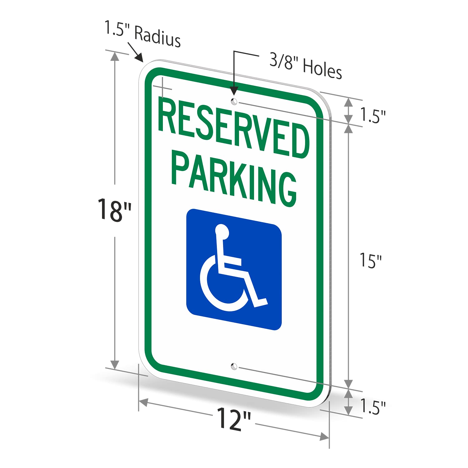 SmartSign Basics Reserved Parking Federal Handicap Parking Sign | 12" x 18" Engineer Grade Reflective ACM