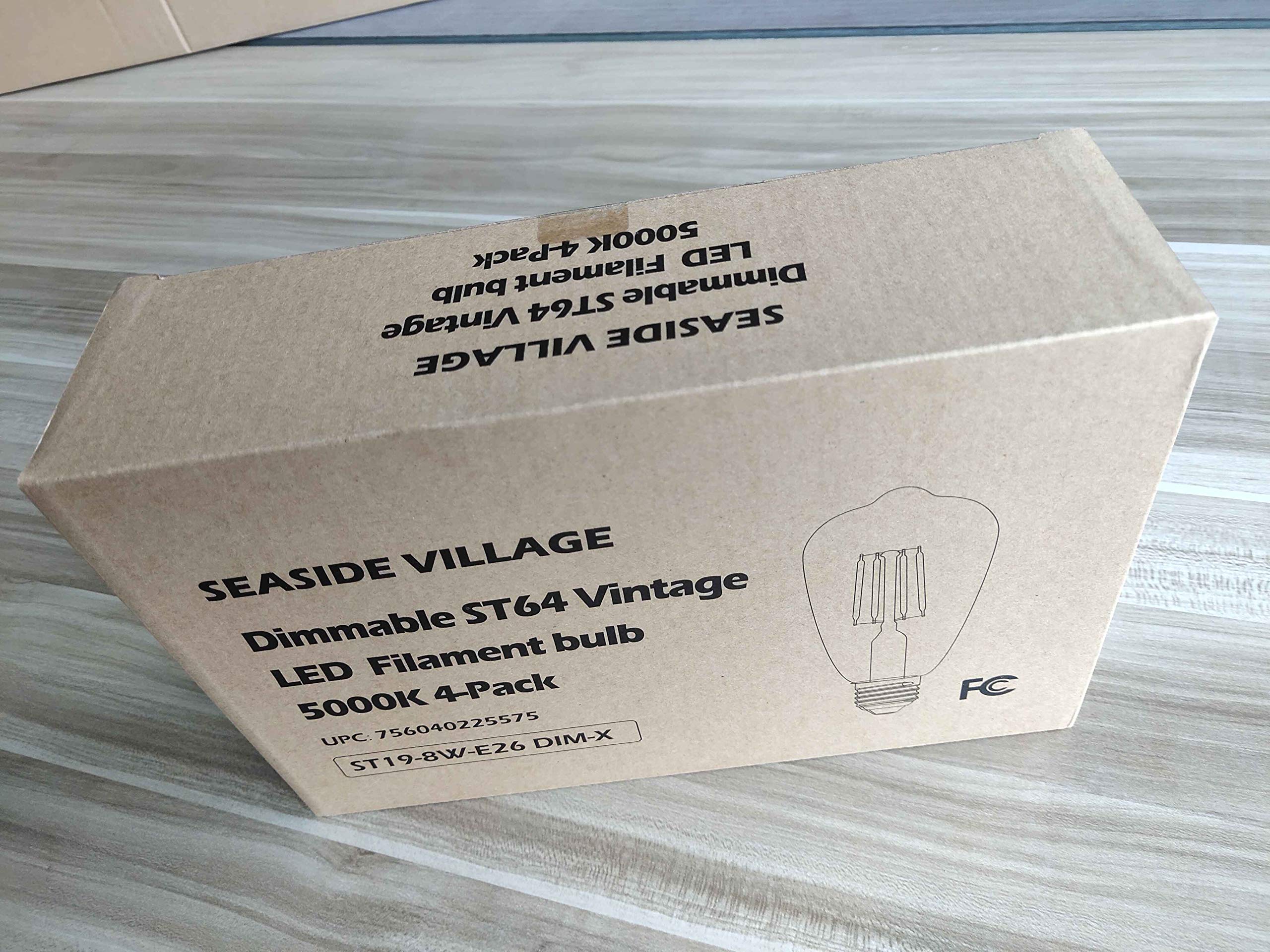 Vintage LED Edison Bulb, 8W Dimmable Filament Light Bulb, ST64 940 Lumen Daylight 5000K, 75W-100W Incandescent Equivalent,E26 Medium Base Squirrel Cage Antique Lamp, Pack of 4
