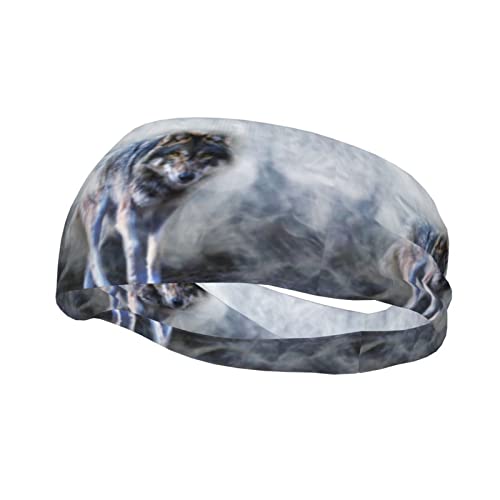 Workout Headbands for Men Women Magic Misty Wolf Breatheable Hair Bands Training Sweat Bands