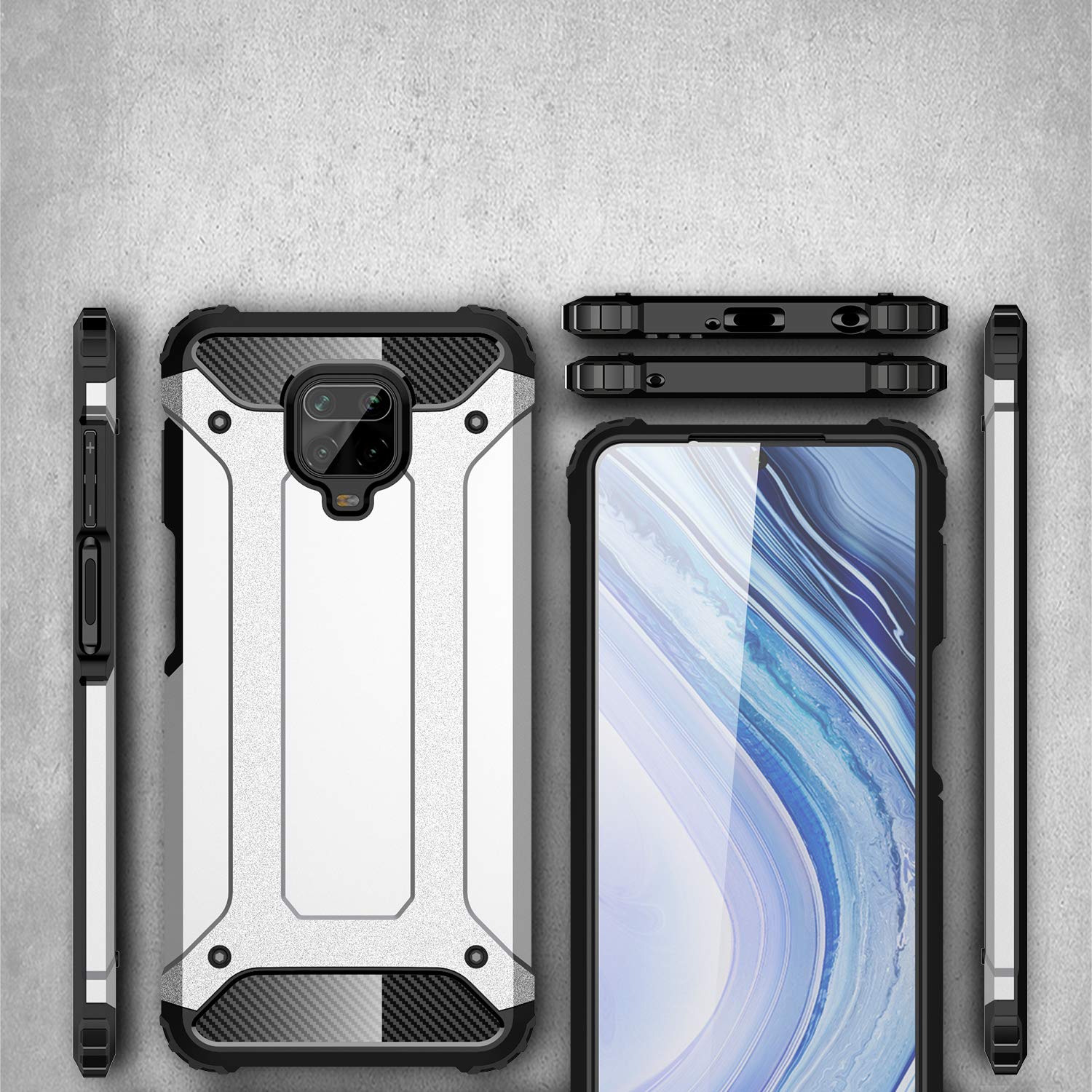 Xiaomi Redmi Note 9 Pro Max Case, TPU +PC Iron Armor Shockproof Designed Case,Full Body Dual Layer Rugged Cover for Xiaomi Redmi Note 9 Pro/Redmi Note 9s/Redmi Note 9 Pro Max Case (Black)