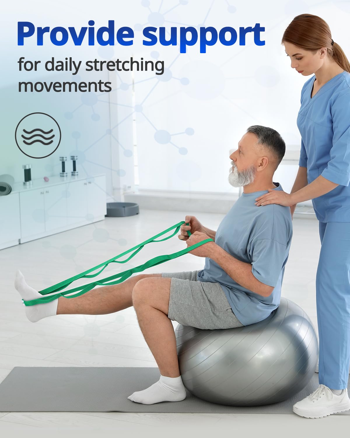 Trideer Stretching Strap Yoga Strap for Physical Therapy, 10 Loops Yoga Straps for Stretching, Non-Elastic Stretch Strap for Pilates, Exercise, Stretch Band for Women & Men with Exercise Book