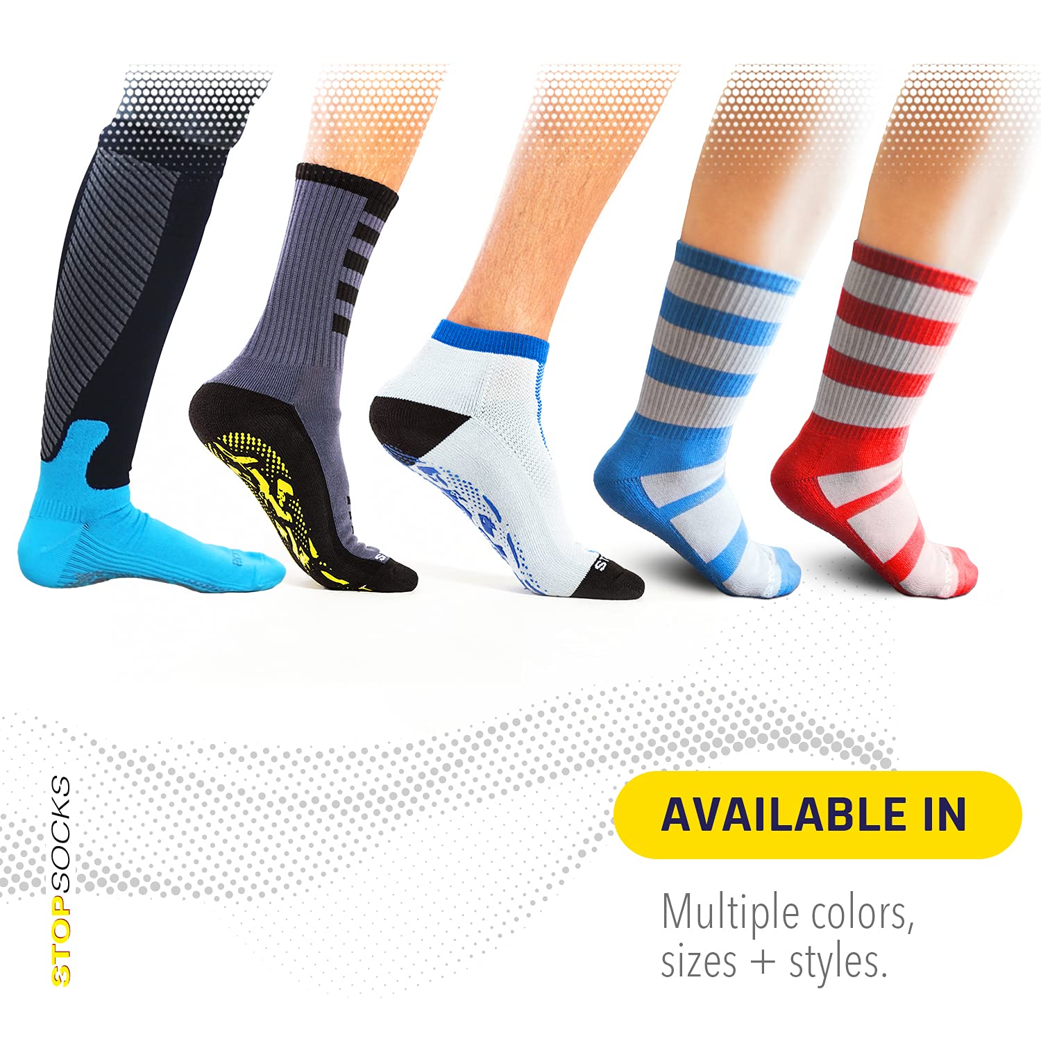 StopSocks - Hospital Socks Plus Yoga, Traction, Gym, Tread, Non Skid, Anti Slip Socks - Megaformer Plus The Perfect Running Sock Grey / Yellow - Crew - 3 Pack Large