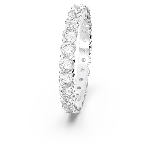 Swarovski Vittore XL Ring, Clear circle-cut Swarovski Crystals on a Rhodium Finish Setting, Size 6, Part of the Swarovski Vittore Collection