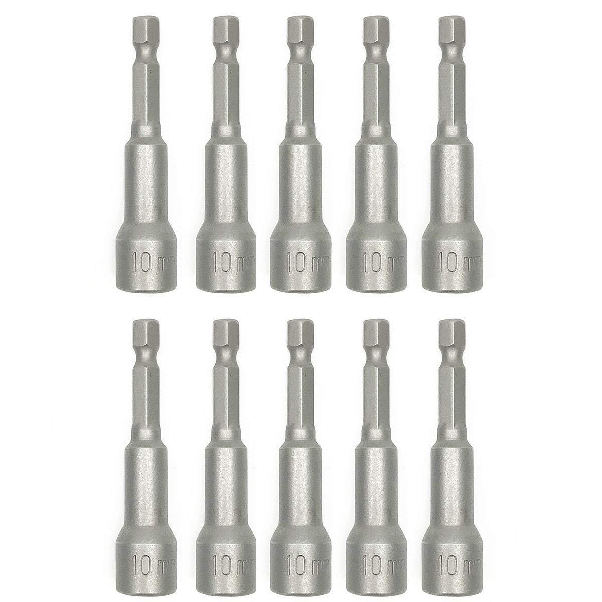 XMHF 10mm Nut Driver Bit Socket Adapter Hex Shank Extension Drill Bit Hex Bit Magnetic 10Pcs