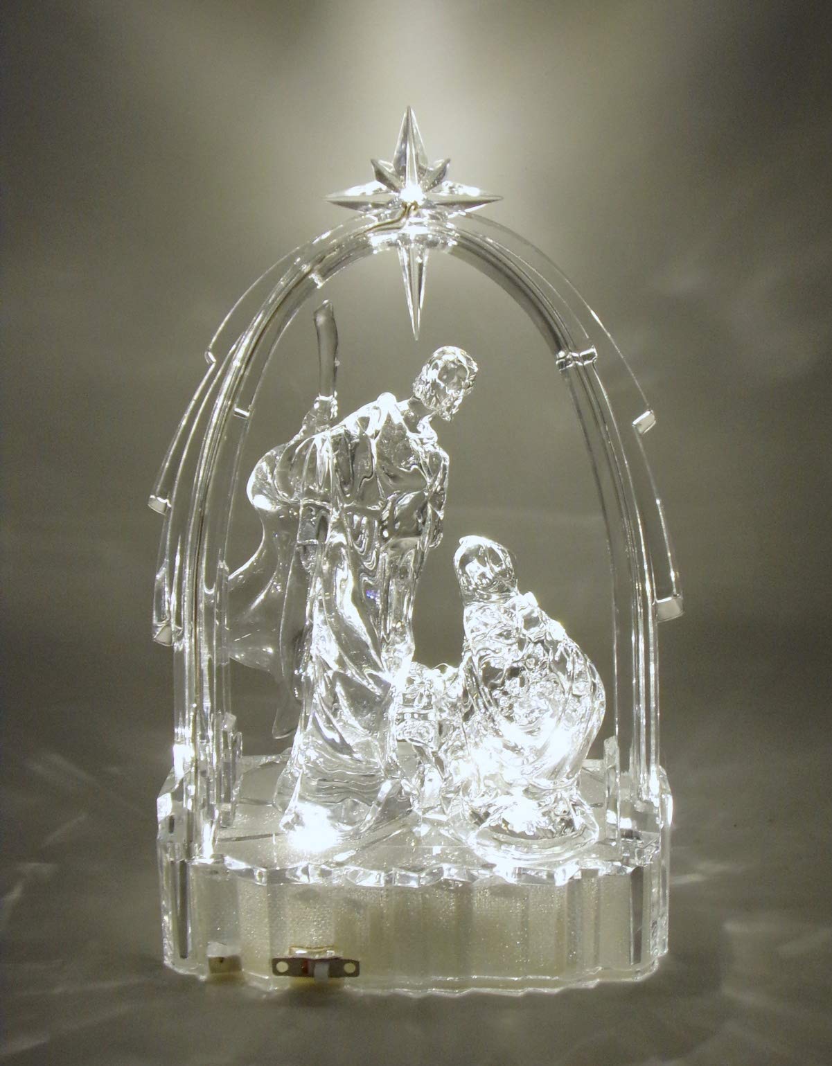 Trinity Church Supply Clear Acrylic Glowing Nativity Scene with Holy Family, Christmas Home Decor, 7 1/2 Inch