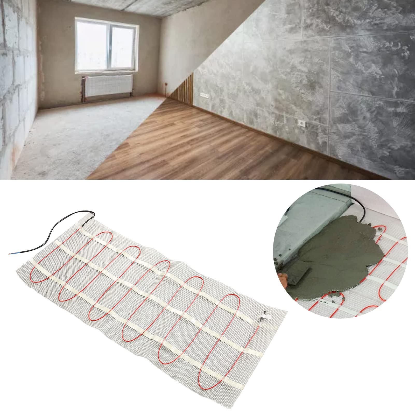 Underfloor Heating Mat, Easy Installation 360W PEP Insulation Cuttable 3㎡ Safe High Efficiency Electric Floor Heating System for Home (100-120V)