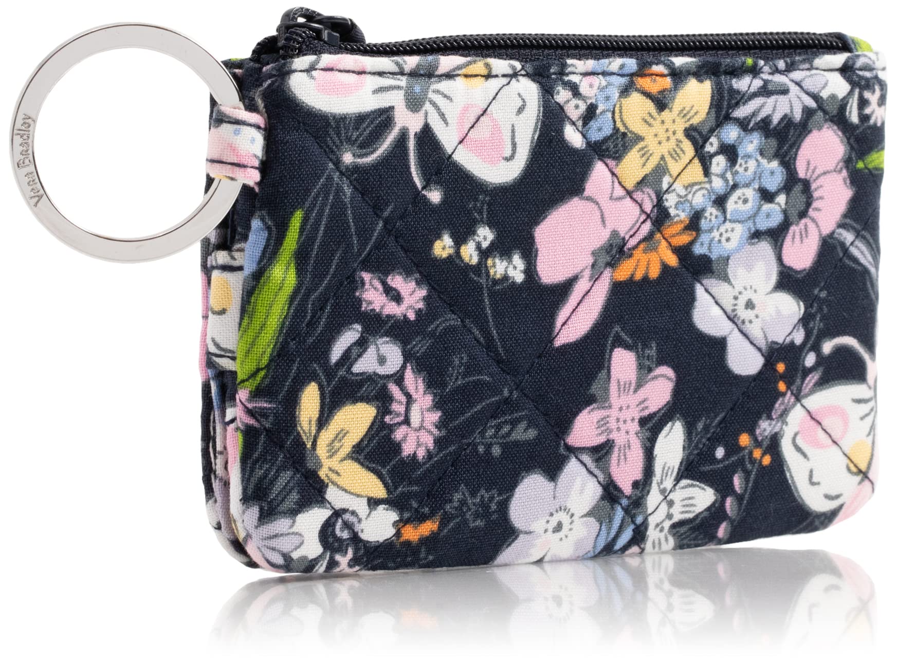 Vera Bradley Women's Cotton Deluxe Zip ID Case Wallet With RFID Protection, Prairie Paisley - Recycled Cotton, One Size