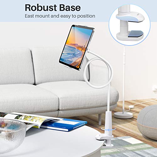 Tryone Gooseneck Tablet Holder Stand for Bed Adjustable Flexible Arm Tablets Mount Clamp on Table Compatible with iPad Air Mini | Galaxy Tabs | Kindle Fire | Switch or Other 4.7-10.5" Devices