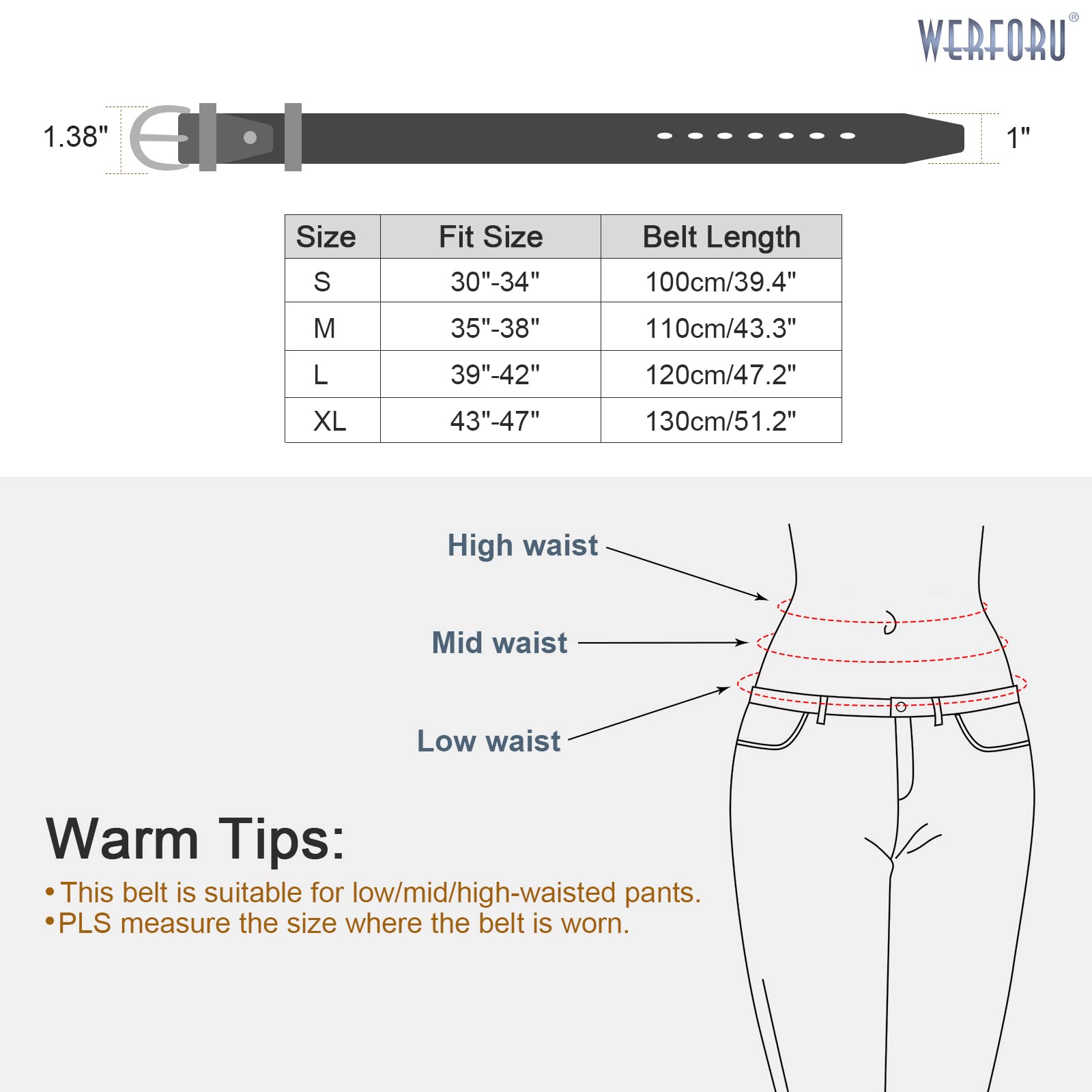 WERFORU Women Leather Belt Skinny Dress Belt for Jeans Pants with Silver Buckle