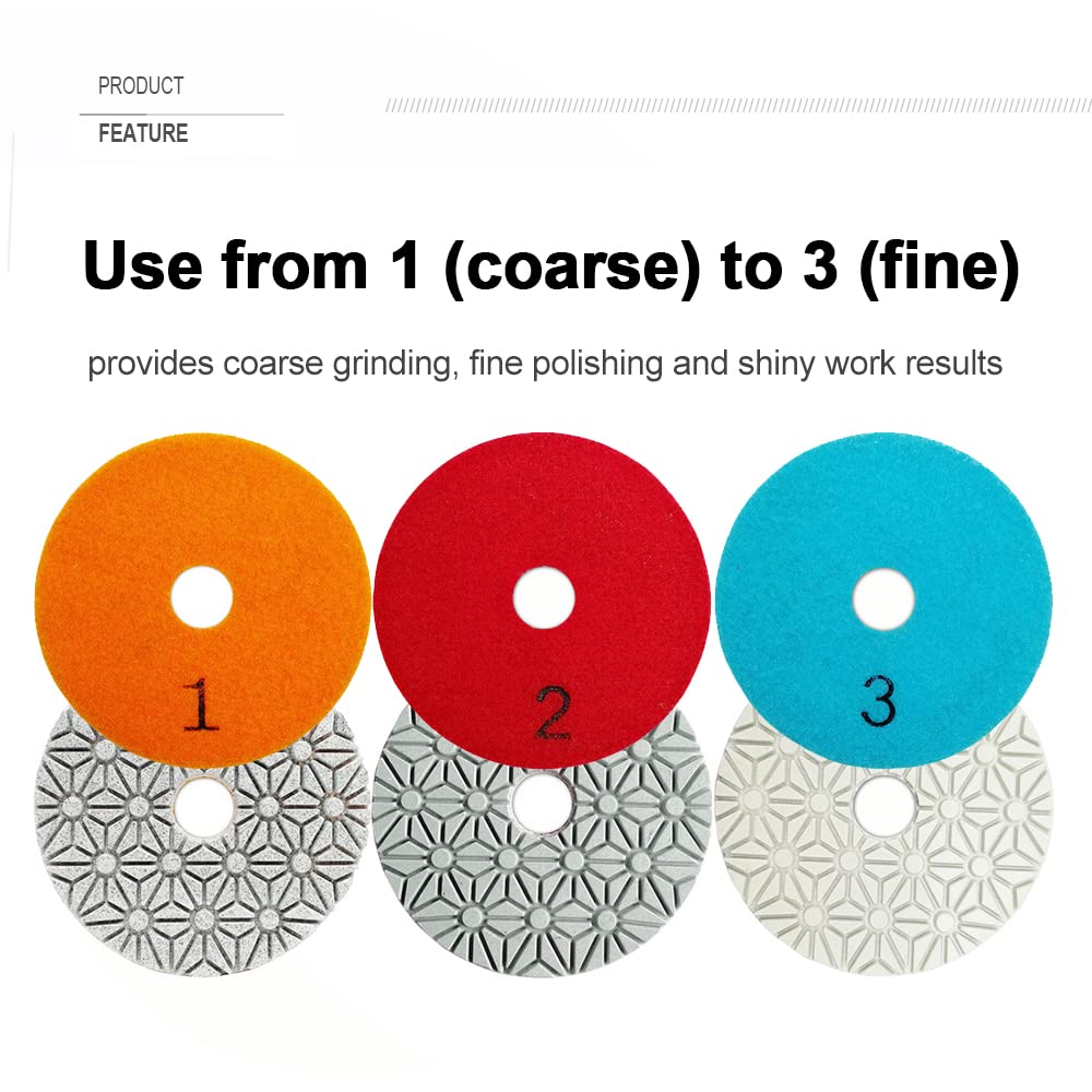 SHDIATOOL 4 Inch Diamond Wet Polishing Pads and Tile Diamond Saw Blade, Cutting Grinding Disc Wheel