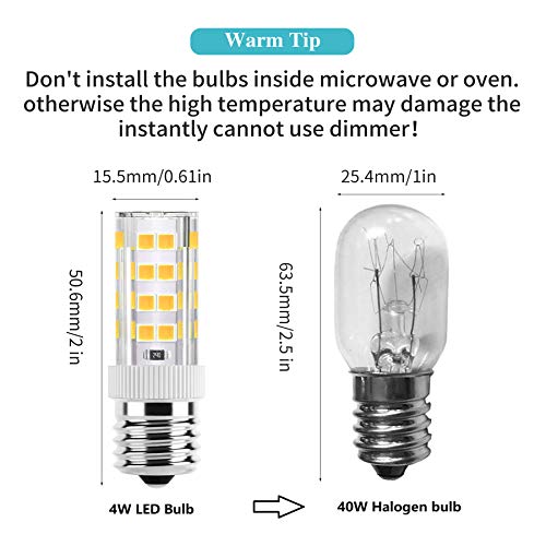 UNITEDLUX E17 LED Bulb for Microwave Oven Appliance 4W (40W Halogen Bulb Equivalent) Warm White 3000K Non-Dimmable Ceramic Body Microwave Oven Light Bulb (2Pack)