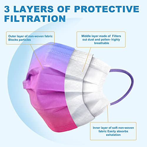 Sheal 100pcs Breathable Fashion Individually Packaged Face Маsκ Disposable 3-layers Protective Earloop For Adult (Color Contrast)
