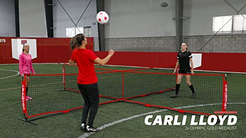 PowerNet Carli Lloyd 4 Way Soccer Tennis Net | Fun New Game to Play at The Park or Beach | Practice and Improve Ball Control Headers and Volleys | 2 Sizes