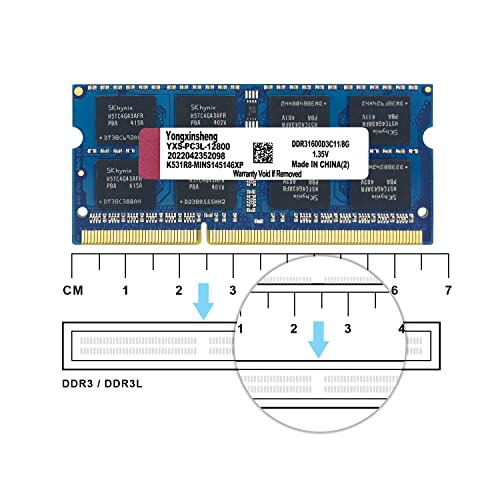 Yongxinsheng DDR3 / DDR3L 16GB Kit (8GBx2) Laptop RAM 1600MHz PC3L/PC3-12800 SODIMM Non-ECC Unbuffered 1.35V/1.5V 2Rx8 Dual Rank 204 Pin CL11 Notebook Computer Memory Upgrade Module(Blue)