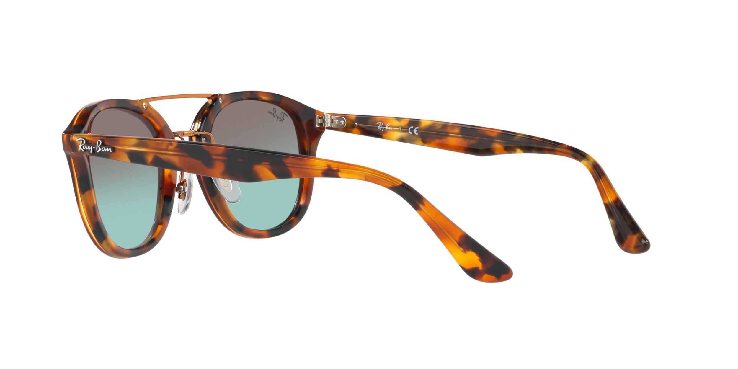 Ray-Ban Rb2183 Square Sunglasses, Top Havana Brown/Yellow/Green Gradient Brown Mirrored Pi, 53 mm