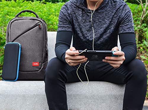 VORI Gaming Backpack for Nintendo Switch System and Switch OLED Model 2021, Travel Storage Bag for Nintendo Switch Accessories, Dark Gray