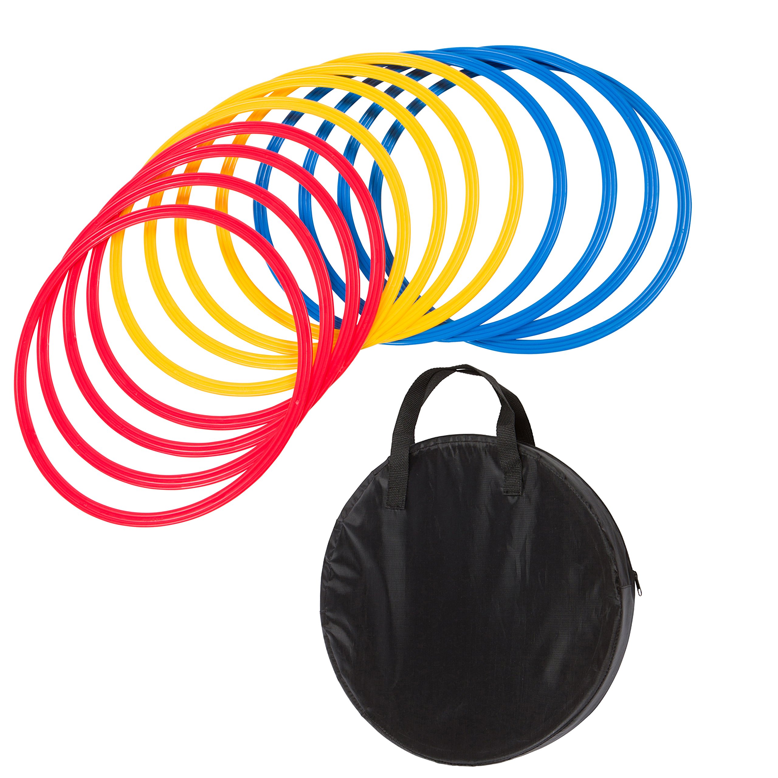 Trademark Innovations Speed & Agility Training Rings - Set of 12 - 16" Diameter - With Carrycase - (Multicolor)