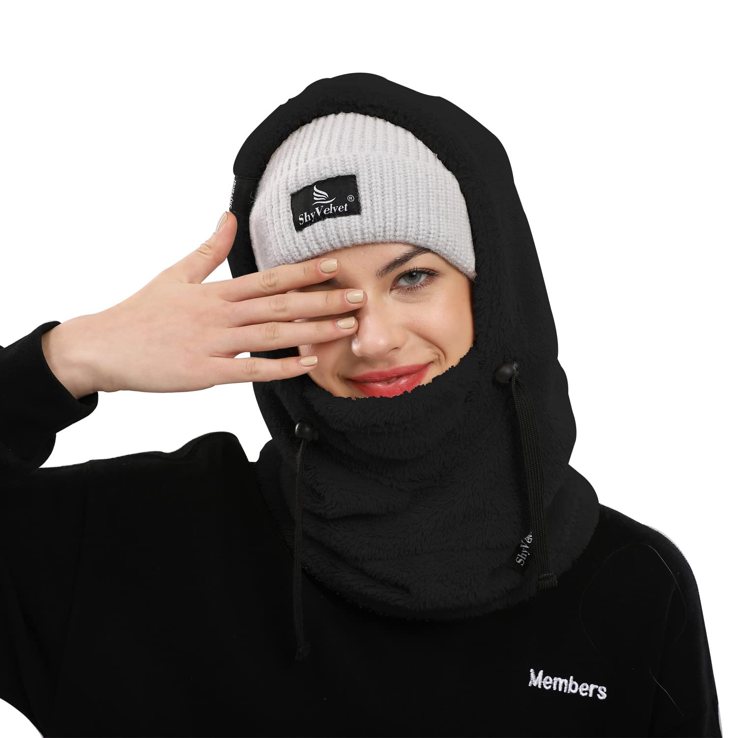Shy Velvet Balaclava Wind-Resistant Winter Grey Face Mask,Fleece Cold Weather Ski Mask for Outdoor Skiing, Snowboarding, Motorcycling, Biking