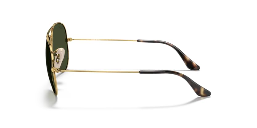 Ray-Ban RB3025 Aviator Large Metal Non-Polarized Sunglasses For Men For Women Gold/Green + BUNDLE with Designer iWear Eyewear Kit