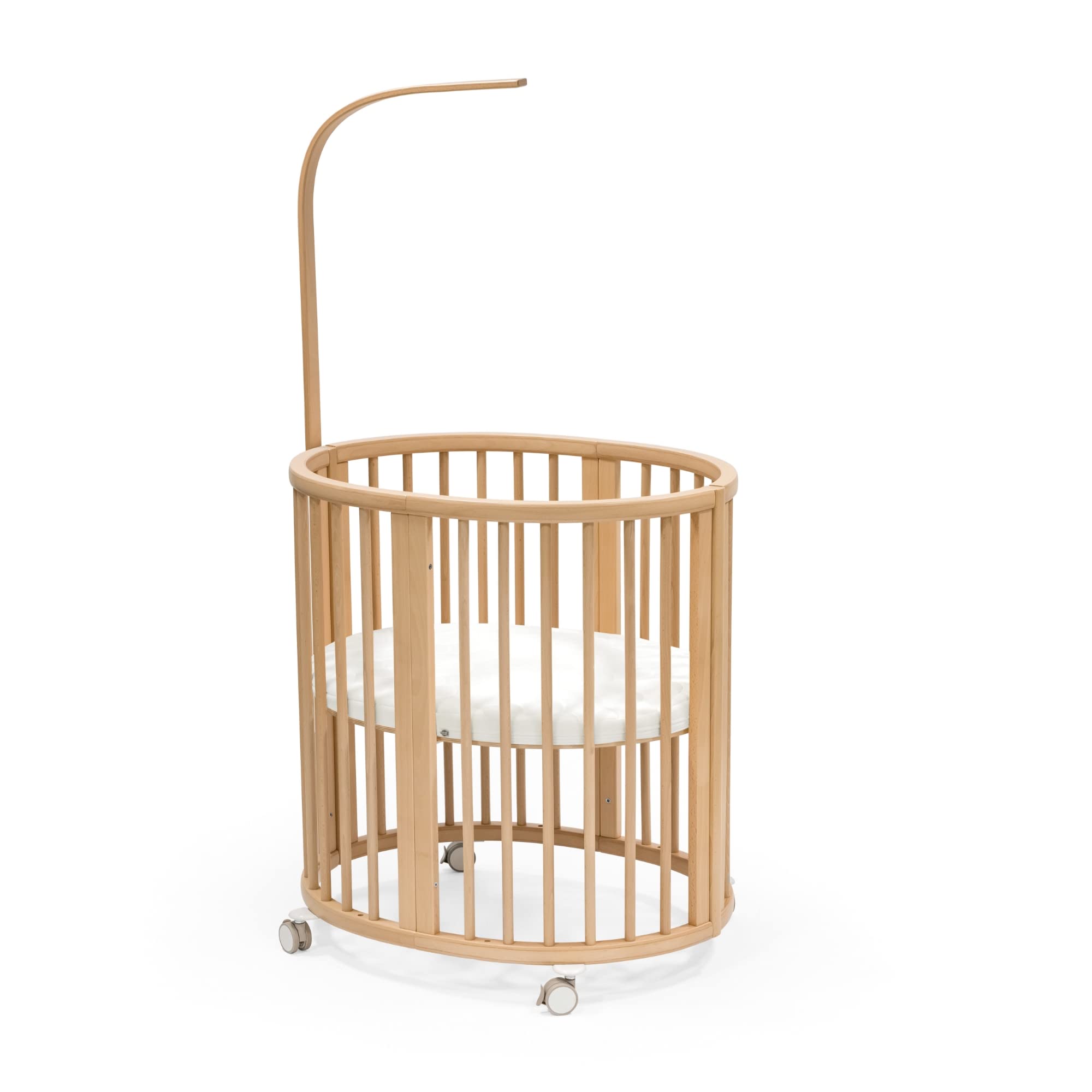 Stokke Sleepi Mini Bundle, Natural - Includes Crib/Bed, Mattress & Drape Rod - Suitable for Ages 0-5 Years Old - Adjustable & Stylish