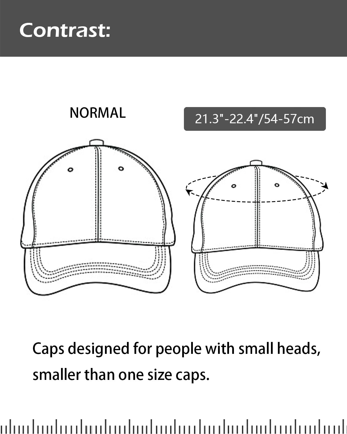 Zylioo Small Size Breathable Ball Cap,Pre-Curved Bill Baseball Hat for Petite Head,Adjustable Sun Protection Cap