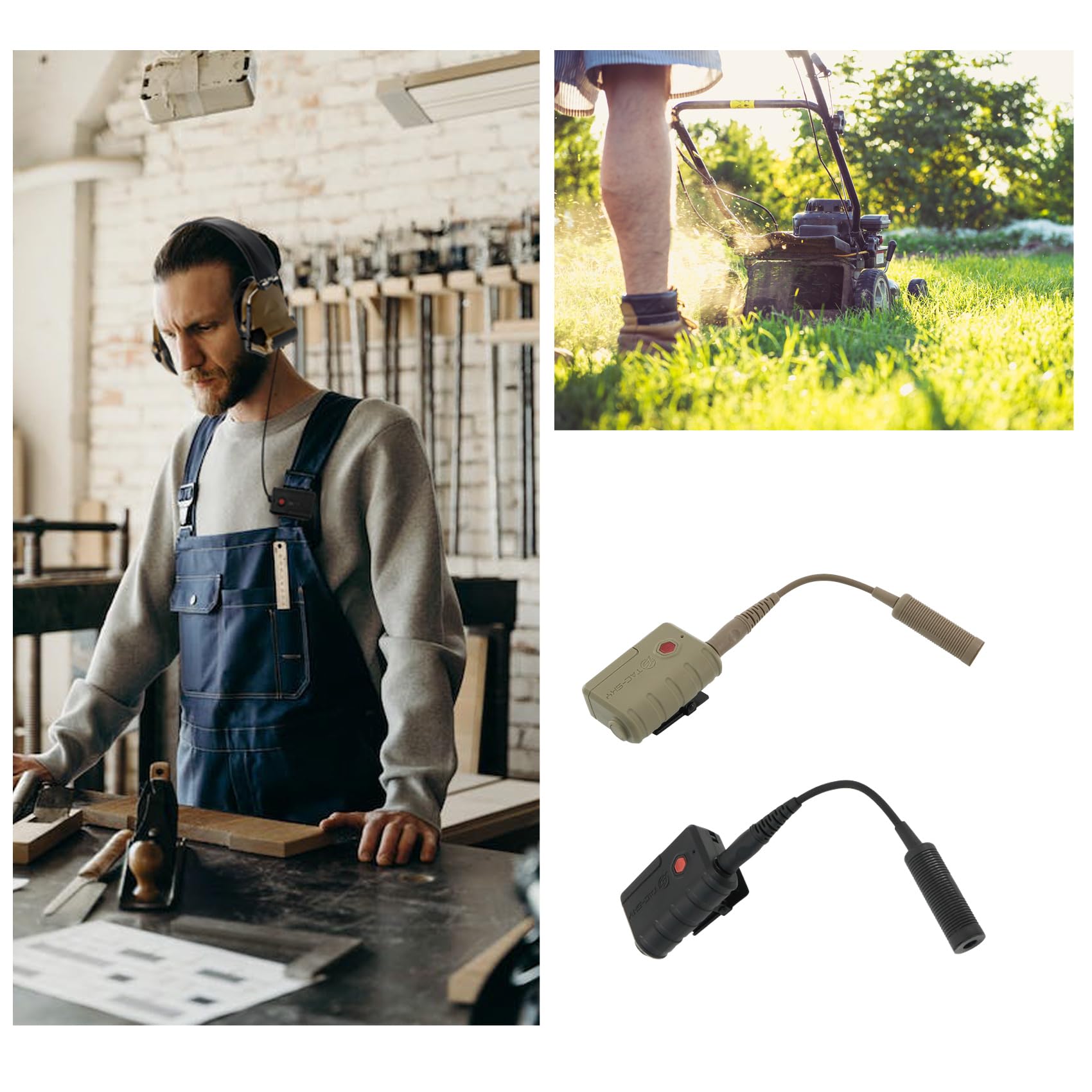 TACGZGJSM Tactical Headset Extension Line U174 plug PTT with Bluetooth,Compatible with Mobile Phone,for COMTAC, AMP,Sordin etc. series headsets. (Tan)