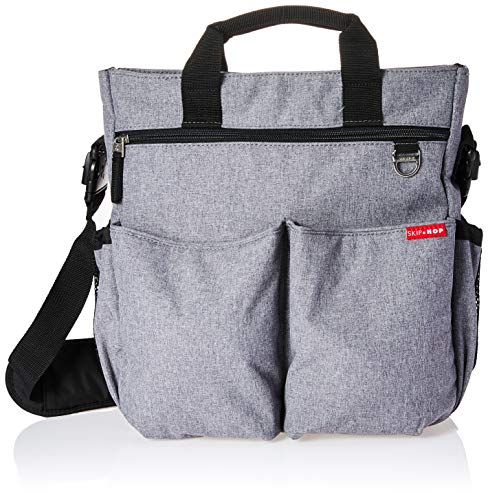 Skip Hop Messenger Diaper Bag with Matching Changing Pad, Duo Signature, Heather Grey