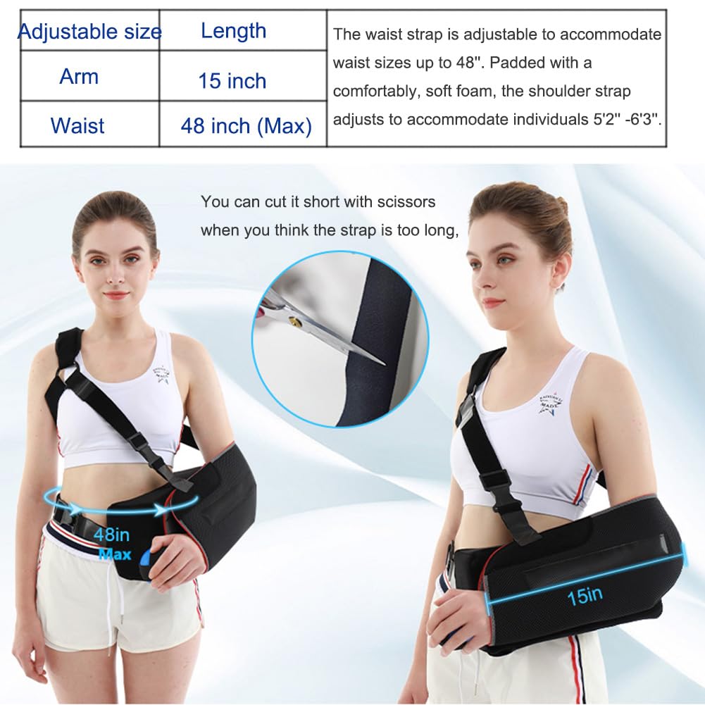 Universal Shoulder Abduction Sling with 30° Abduction Pillow 3-point Strap Exercise Ball Adjustable- Immobilizer for Injury Support Rotator Cuff, Sublexion, Surgery, Dislocated, Broken Arm - Brace