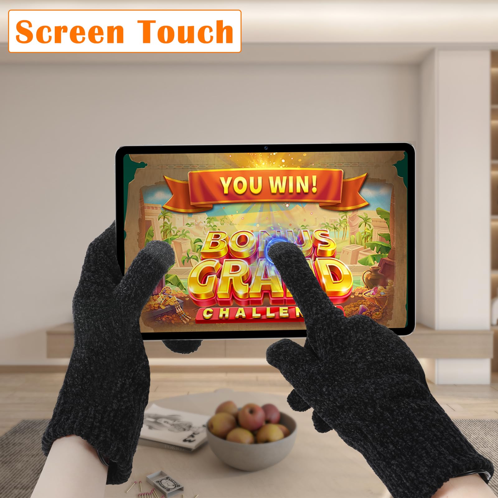 USB Heated Gloves for Women Men, Augot Plug and Play Electric Heated Gloves Temperature Adjustable, Winter Hands Warm Gloves (Chenille)