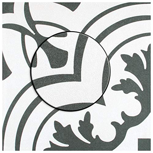 SomerTile FRC8TWVT Fifties Ceramic Floor and Wall Tile, 7.75" x 7.75", White/Grey