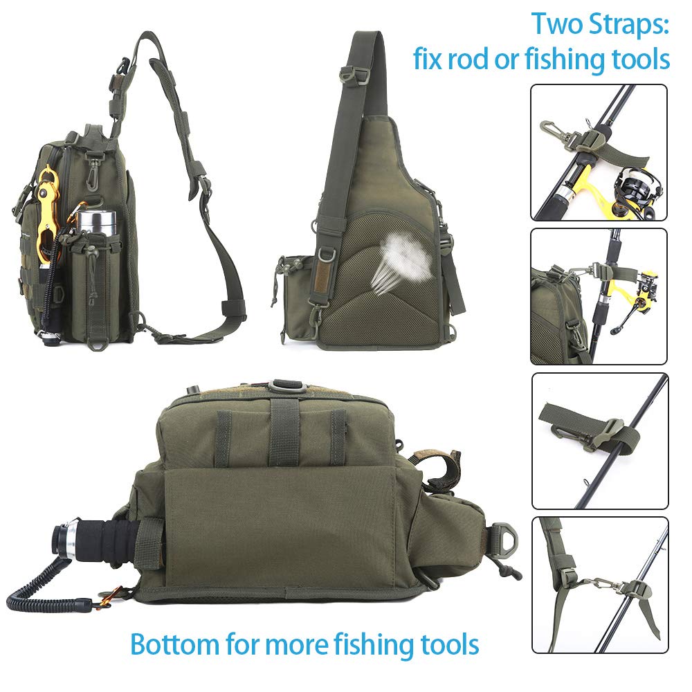 YVLEEN Fishing Tackle Backpack Storage Bag,Water-Resistant Fishing Backpack with Rod Holder,Fishing Gear Bag Gift for Men