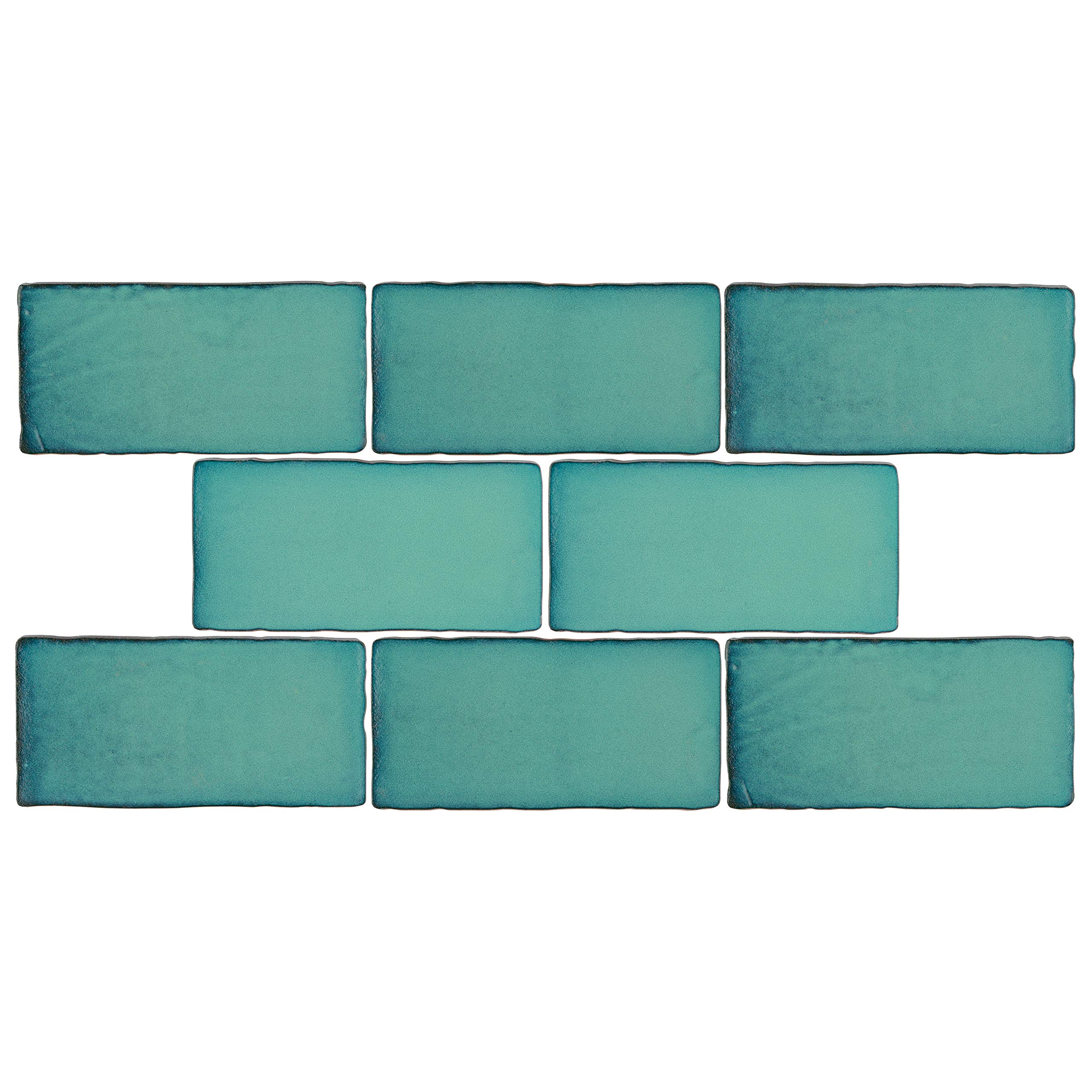 SomerTile WCVASL Antigue Special Lava Verde Ceramic Wall Tile, 3" x 6", Green/Brown