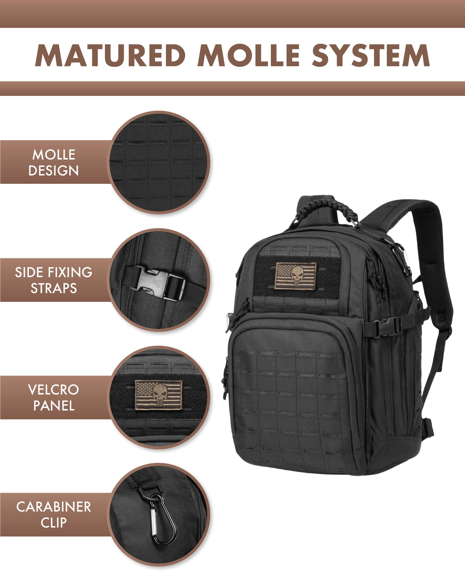 TRAILKICKER Tactical Backpack, Tactical Sling Bag for Men, Military Sport Bag Pack Sling Shoulder Backpack Tactical Bag for Range, Travel, Hiking, Outdoor Sports - Khaki