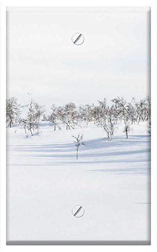 Single-Gang Blank Wall Plate Cover - Winter Snow Ski Person Path Trek Trekking Trees