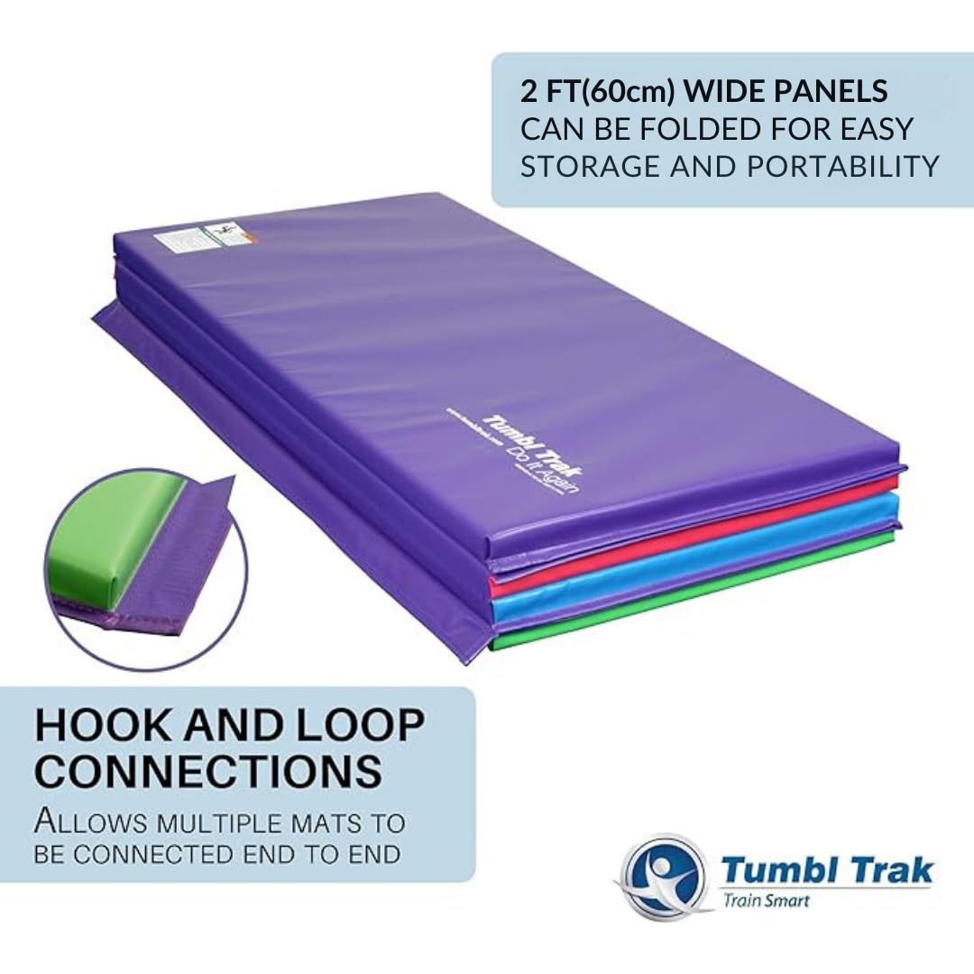 Tumbl Trak Gymnastics Folding Tumbling Panel Mat, 4ft x 6ft x 2in, Bright Pastel
