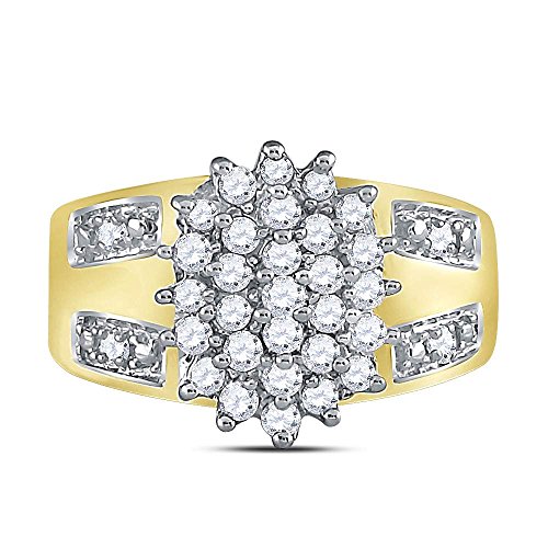 Sonia Jewels Size - 5-10k Yellow Gold Oval Shape Center Cluster Setting Round Cut Diamond Engagement Ring (1/2 cttw)