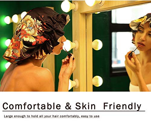 yiwgood Satin Bonnet for Natural Hair (Black)