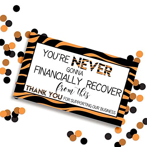 You're Never Gonna Financially Recover Tiger Print Thank You Customer Appreciation Package Inserts for Small Businesses, 100 2" X 3.5β Single Sided Insert Cards by AmandaCreation