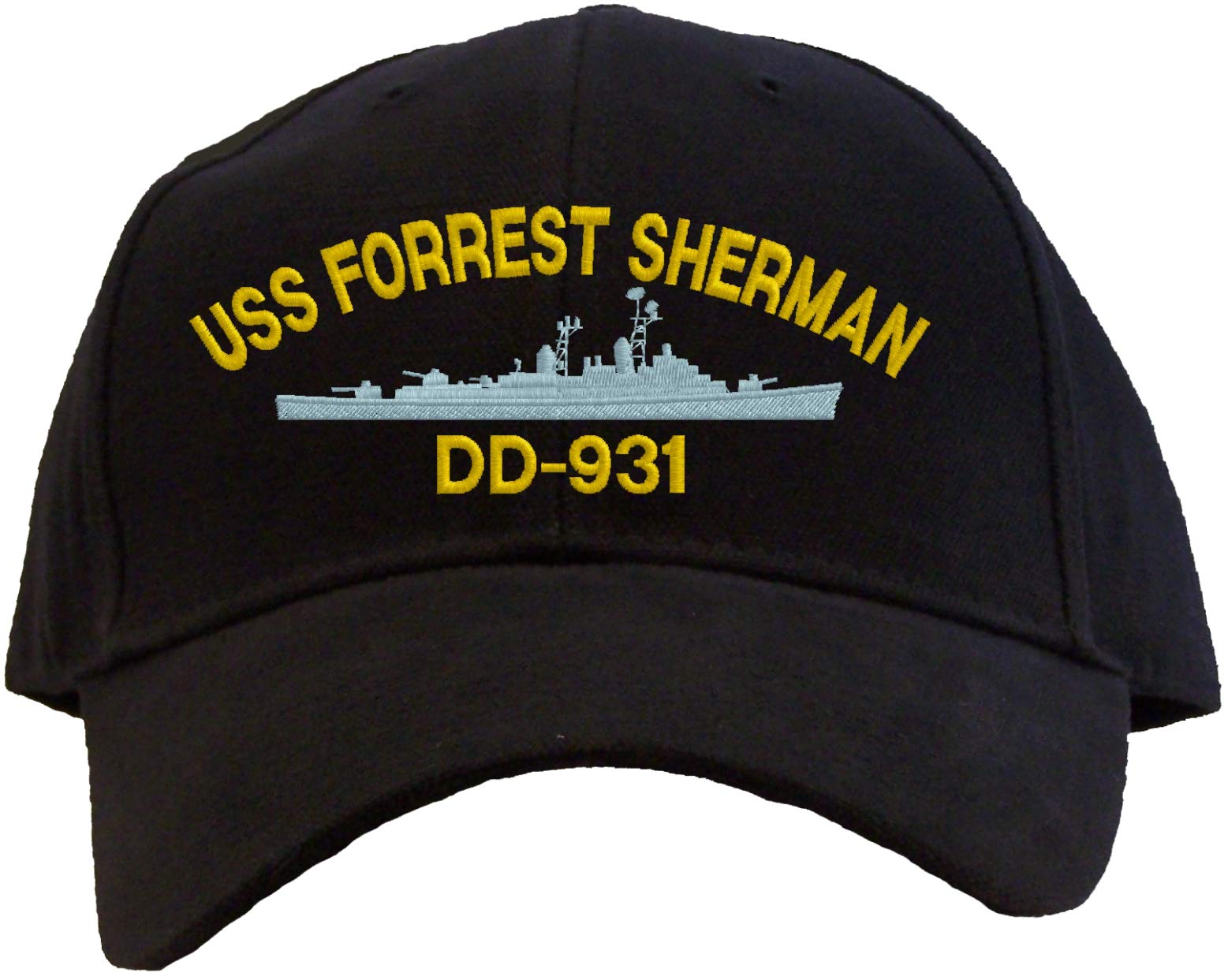 Spiffy Custom Gifts USS Forrest Sherman DD-931 Baseball Cap Embroidered Black