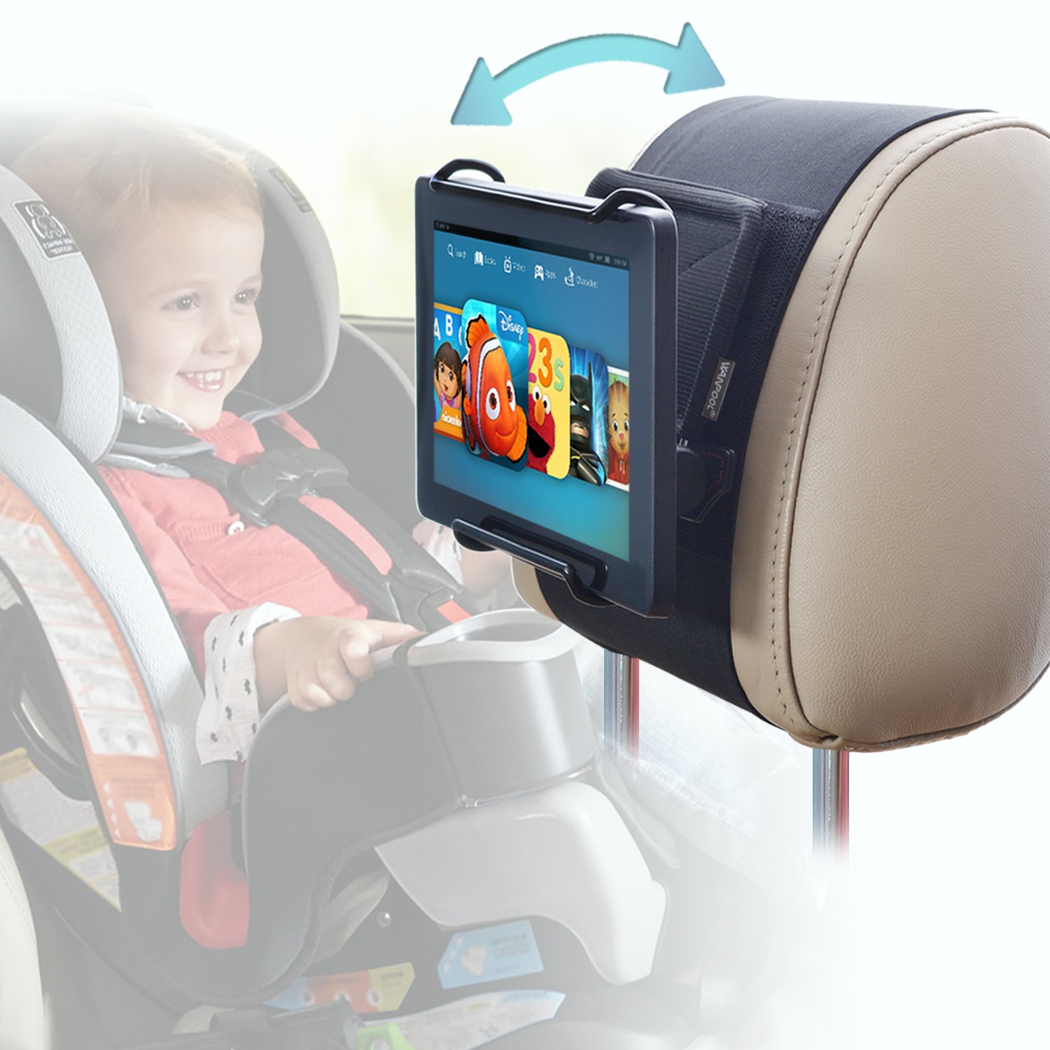 WANPOOL Car Headrest Holder Angle Adjustable Car Headrest Mount Holder for 7-10 Inch Fire Tablets