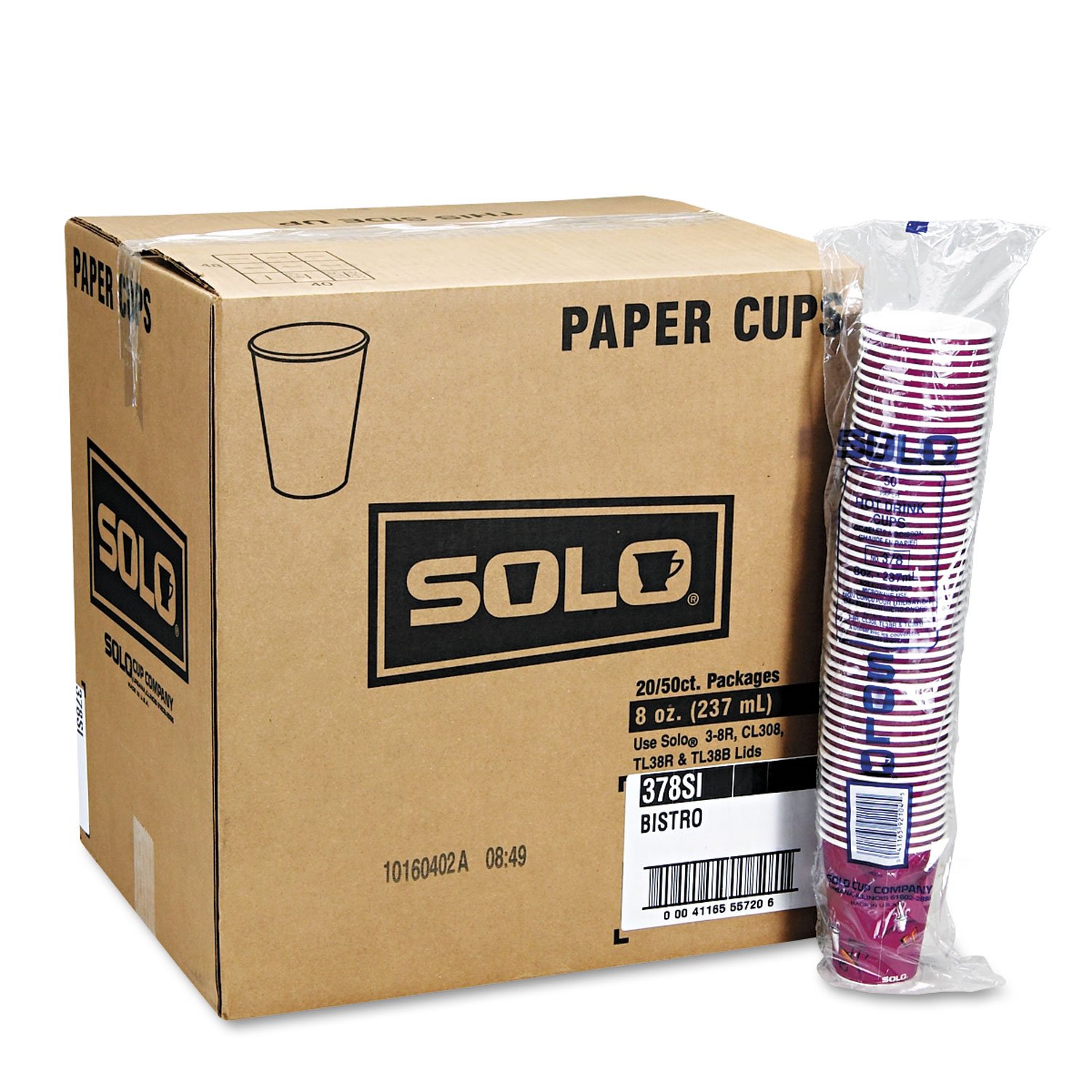 Solo 378SI-0041 8 oz Bistro SSP Paper Hot Cup (Case of 1000)