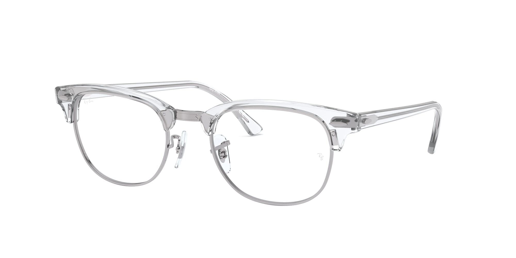 Ray-Ban RX5154 Clubmaster Square Prescription Eyeglass Frames, White Transparent/Demo Lens, 51 mm
