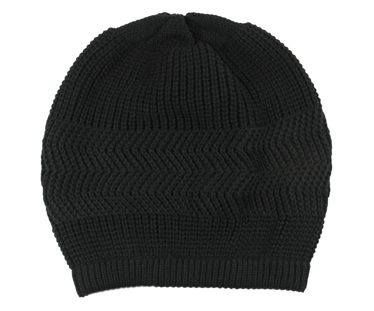 RW Knitted Slochy Cotton Classic Rasta Beanie (Black)
