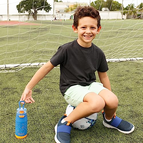 ZULU Kids Flex 12oz Tritan Stainless Steel Insulated Water Bottle with Silicone Spout, Leak-Proof Locking Flip Lid and Soft Touch Carry Loop for School Backpack, Lunchbox, and Outdoor Sports, Blue