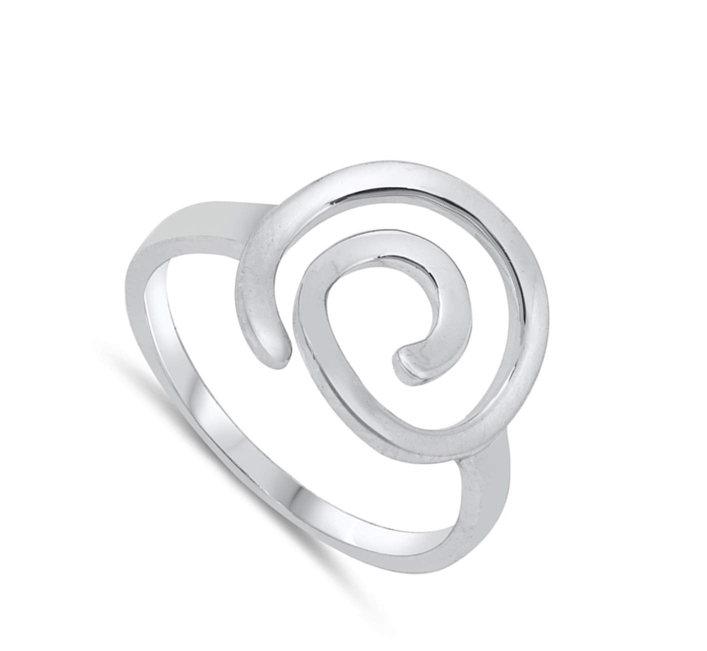 Spiral Wide Large Loop Knot Wave Ring New .925 Sterling Silver Band Size 8