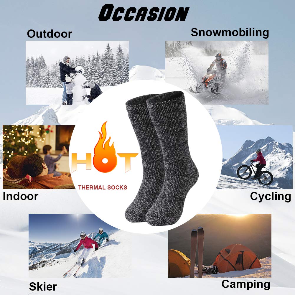 Warm Thermal Socks, Three street Unisex Winter Fur Lined Boot Thick Insulated Heated Socks For Cold Weather, 9#2 Pair Light Navy-warmest Thermal Socks Women, Medium