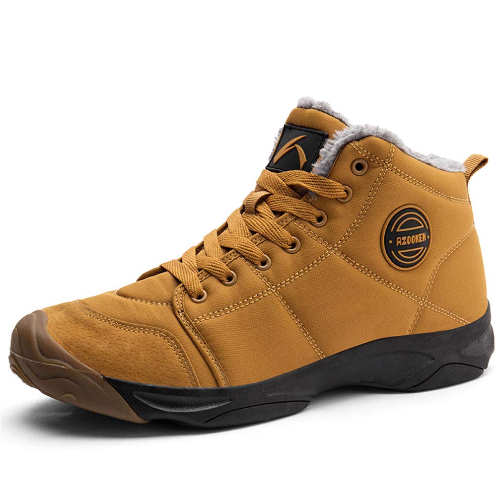 UPSOLO Mens Ankle Snow Booties Backpacking Hiking Boots Warm Soft Sole Comfortable Extra Wide Width Thicken Lightweight Walking Casual Sneakers(6919 Blue 44)