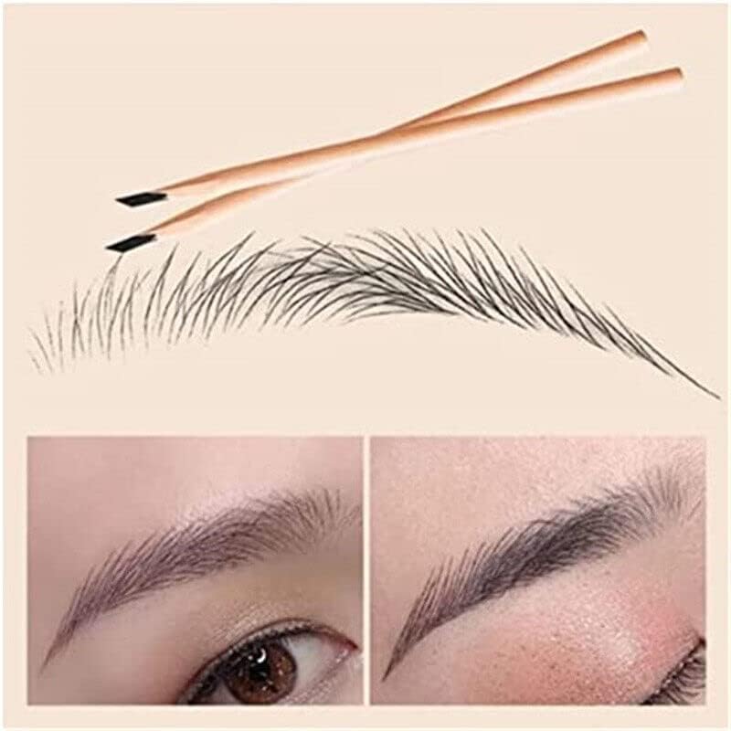 Waterproof Wooden Eyebrow Pencil, Dancroom Eyebrow Pencil, Long-lasting Water-proof Sweat-proof Wood Brow Pencil Makeup (Brown-3pcs)