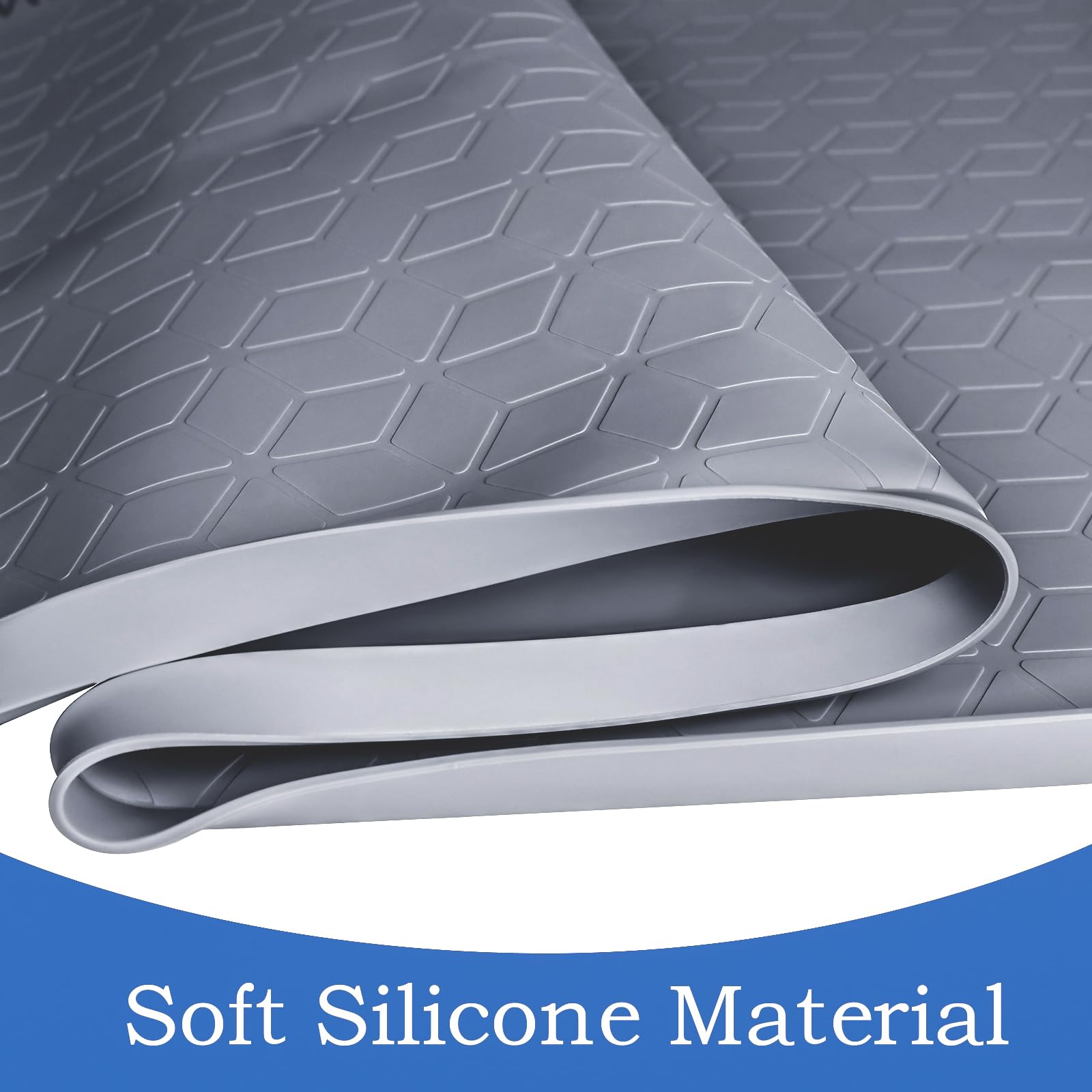 YJ.GWL Sink Shelf Liner for Kitchen Bathroom Waterproof, 34" x 22" Cuttable Silicone Under Kitchen Sink Drip Tray, Thicker Flexible Sink Cabinet Protector Mats Grey